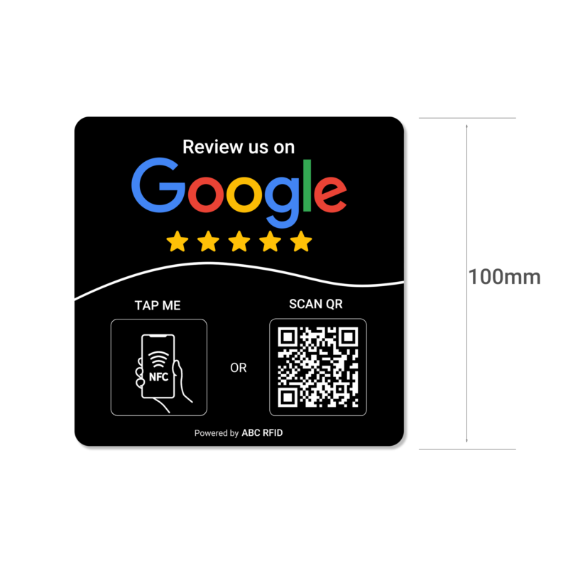 Google Review Black Plate (NFC Tap+QR Code) 3M Adhesive - ABC RFID