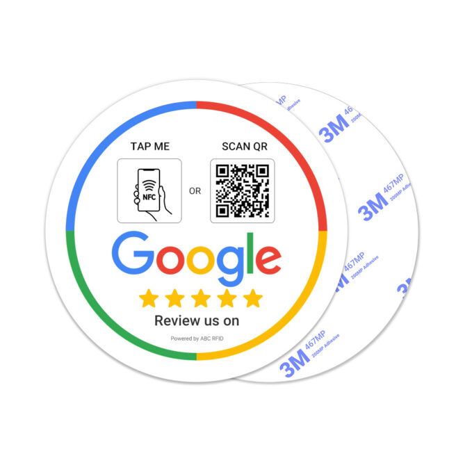 Google Review Round Plate (NFC Tap+QR Code) 3M Adhesive - ABC RFID