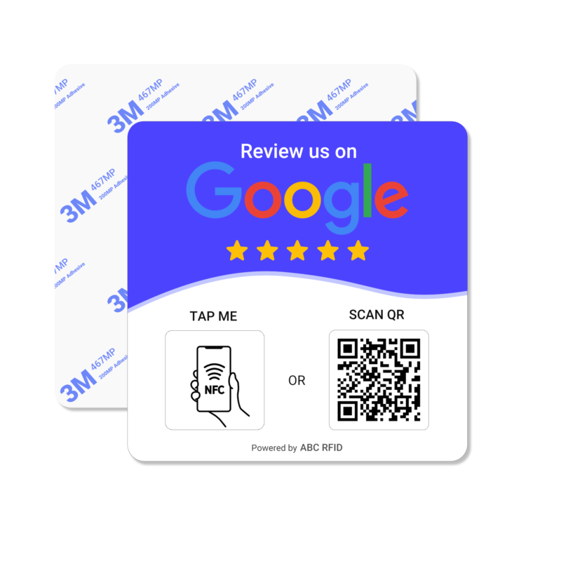 Google Review Plate (NFC Tap+QR Code) 3M Adhesive - ABC RFID